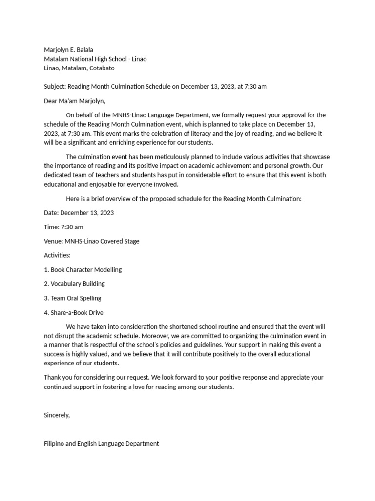 Reading Month Culmination | PDF