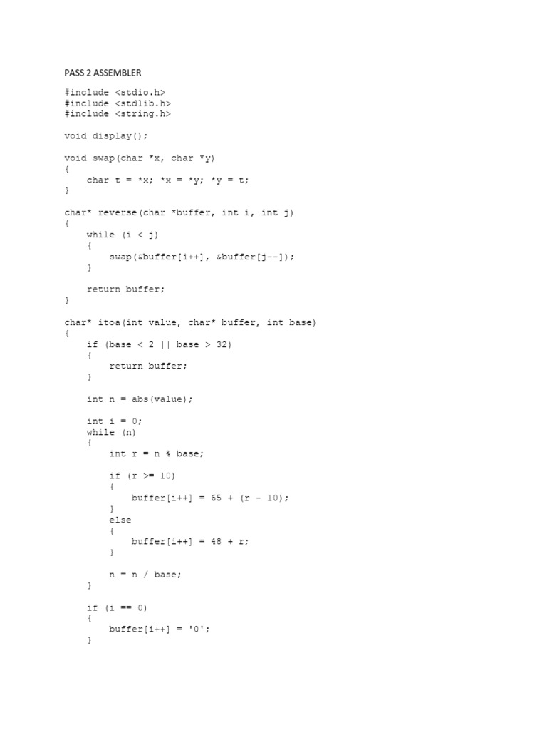 Pass 2 Assembler Pdf Software Engineering Computer Programming 8693