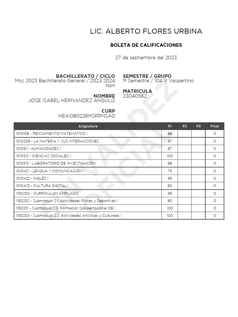 Boleta Prepa | PDF | Educación en artes liberales