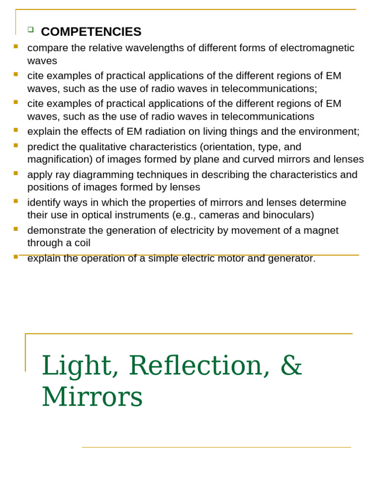Reflection & Mirrors G102022 | PDF | Reflection (Physics) | Mirror