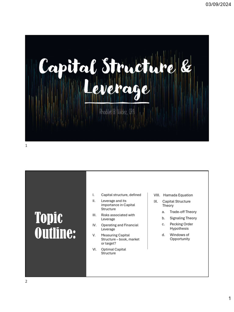 Capital Structure Leverage | PDF | Capital Structure | Leverage (Finance)