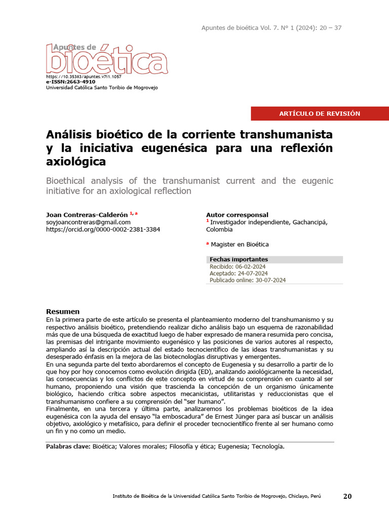 Art. Contreras 2024 | PDF | Transhumanismo | Bioética