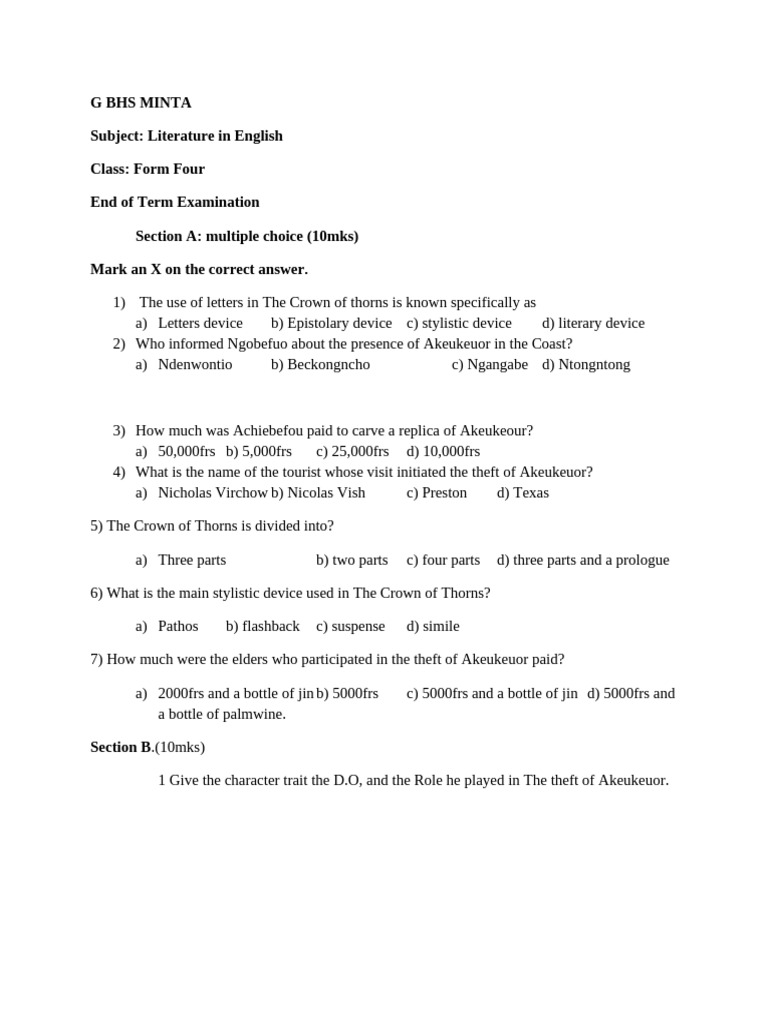 Form 4 Literature | PDF