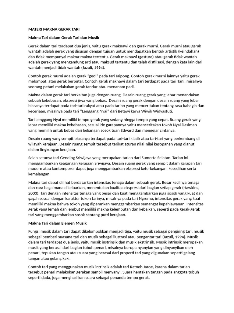Makna Gerak dalam Tari dan Musik | PDF