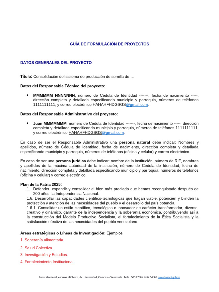 Guia de Formulación de Proyectos Fonacit | PDF | Institución ...