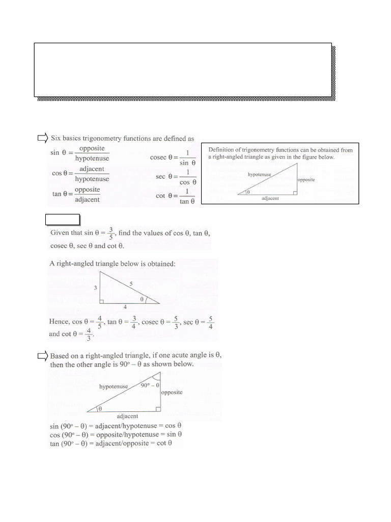2324 - SM015 - Notes T7 - Trigonometric Functions | PDF | Trigonometric ...