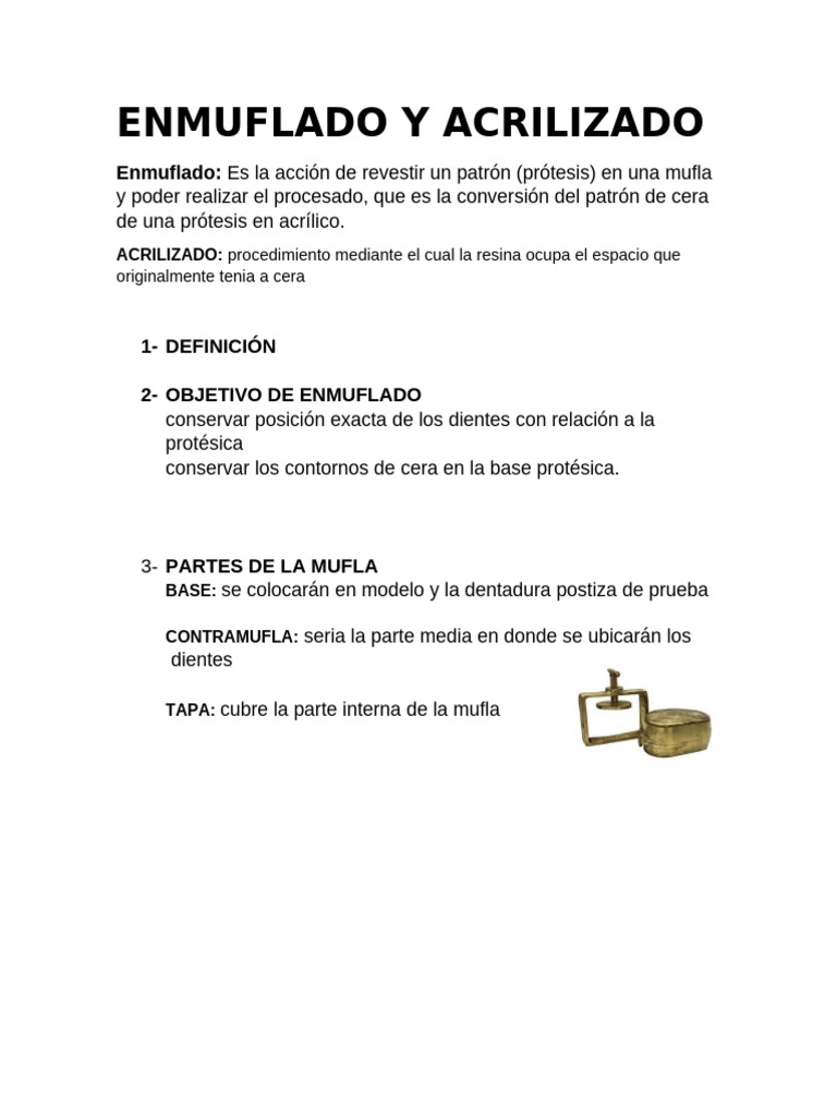 Enmuflado y Acrilizado de Prótesis Total | PDF