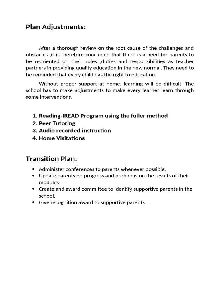 Plan Adjustments | PDF