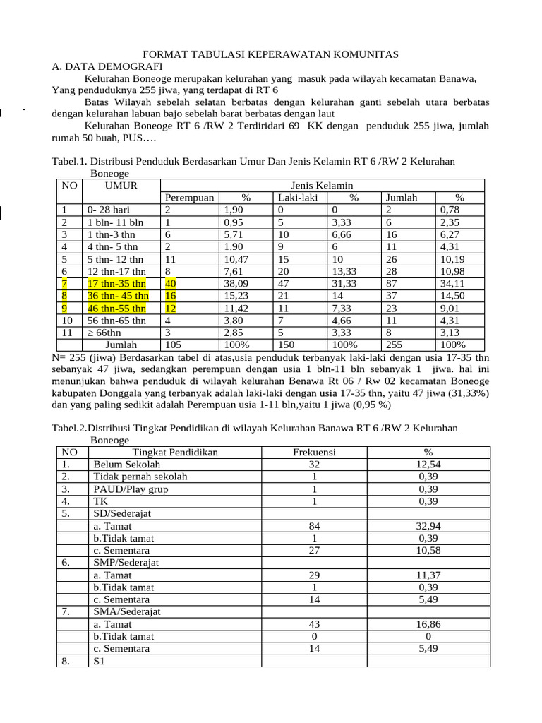 Format Tabulasi Keperawatan Komunitas 3 | PDF