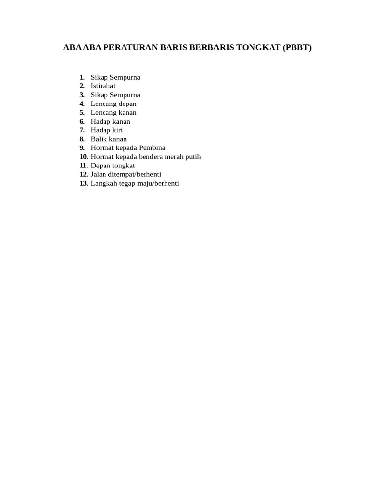 Aba Aba Peraturan Baris Berbaris Tongkat | PDF