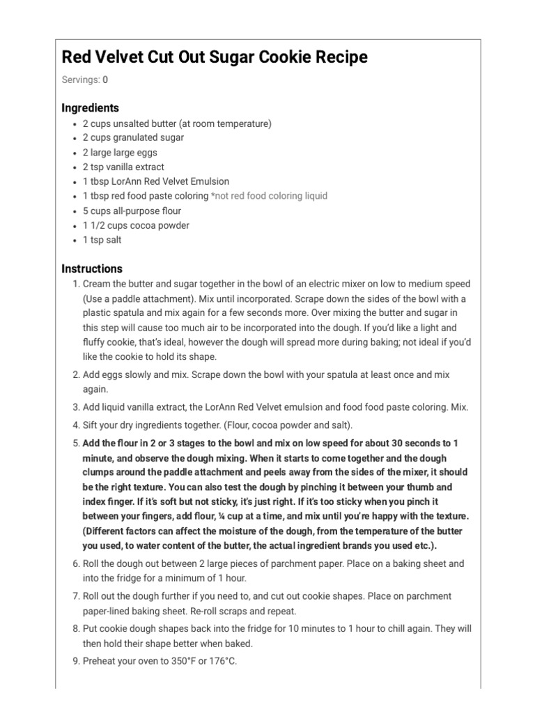 Red Velvet Cut Out Sugar Cookie Recipe - Sweetopia | PDF | Dough | Baking