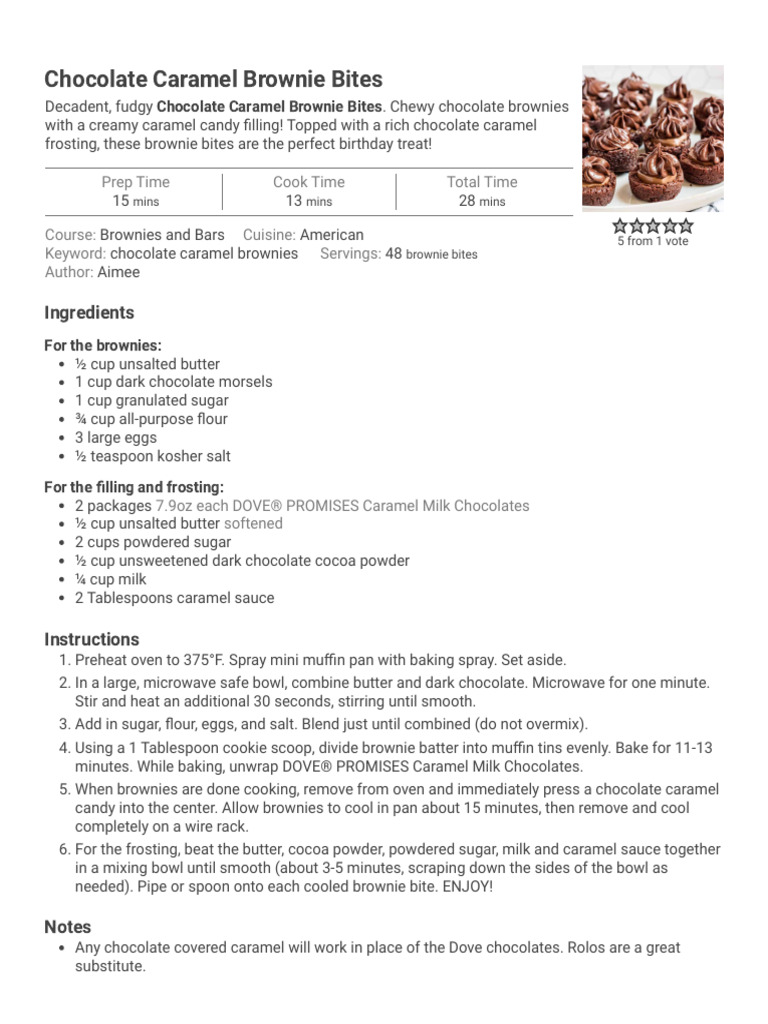 Chocolate Caramel Brownie Bites - Shugary Sweets | PDF | Chocolate ...