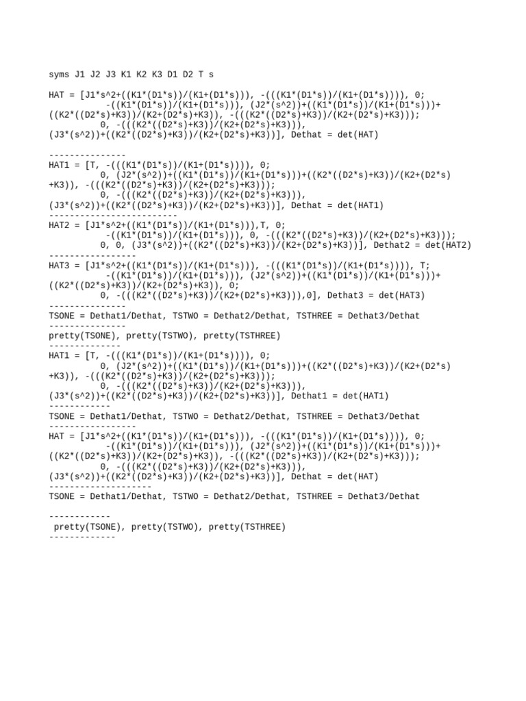 4 Use Matlab The Symbolic Math Toolbox And The Equations Found Pdf