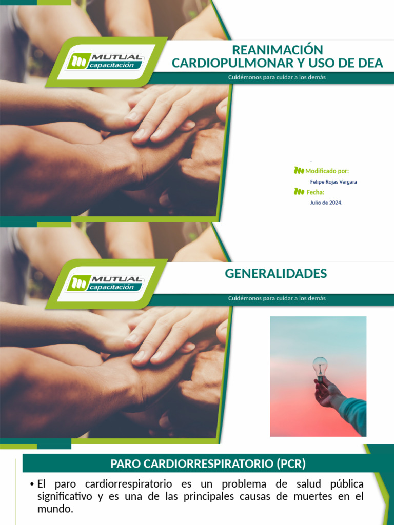 Reanimación Cardiopulmonar Y Uso de Dea: Cuidémonos para Cuidar A Los Demás | PDF | Reanimación ...