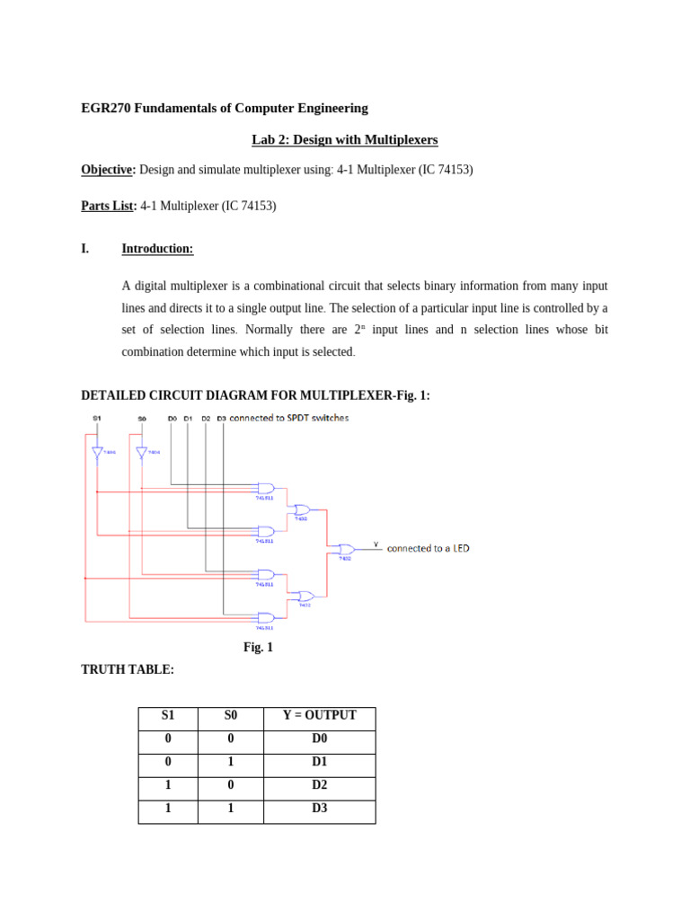 Lab 2 - Design With Multiplexers | PDF | Computer Engineering | Electronics