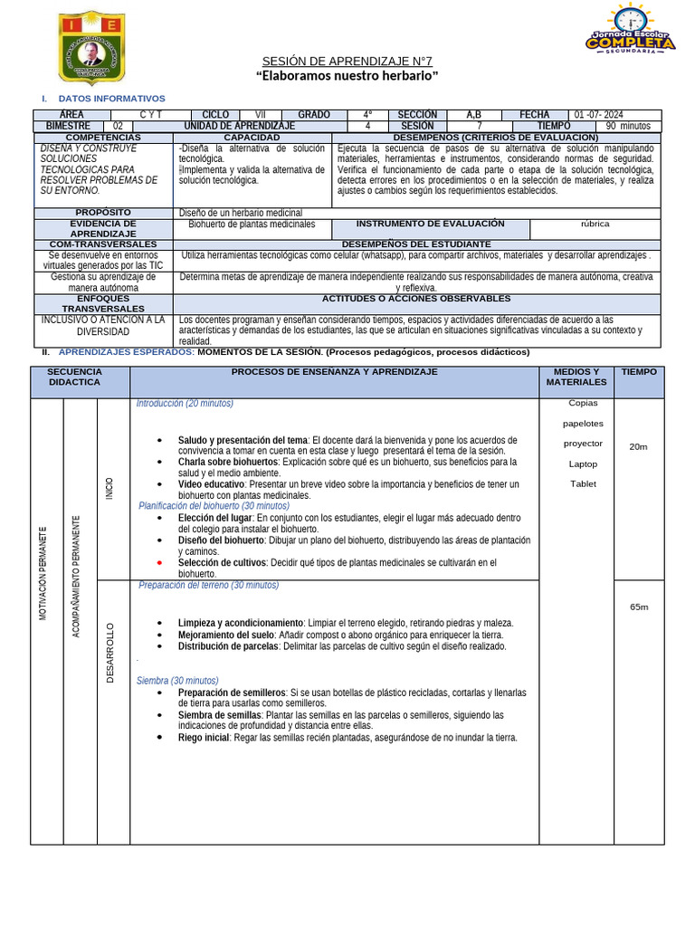 SESION #7 - U4 4to Sec | PDF | Aprendizaje | Evaluación