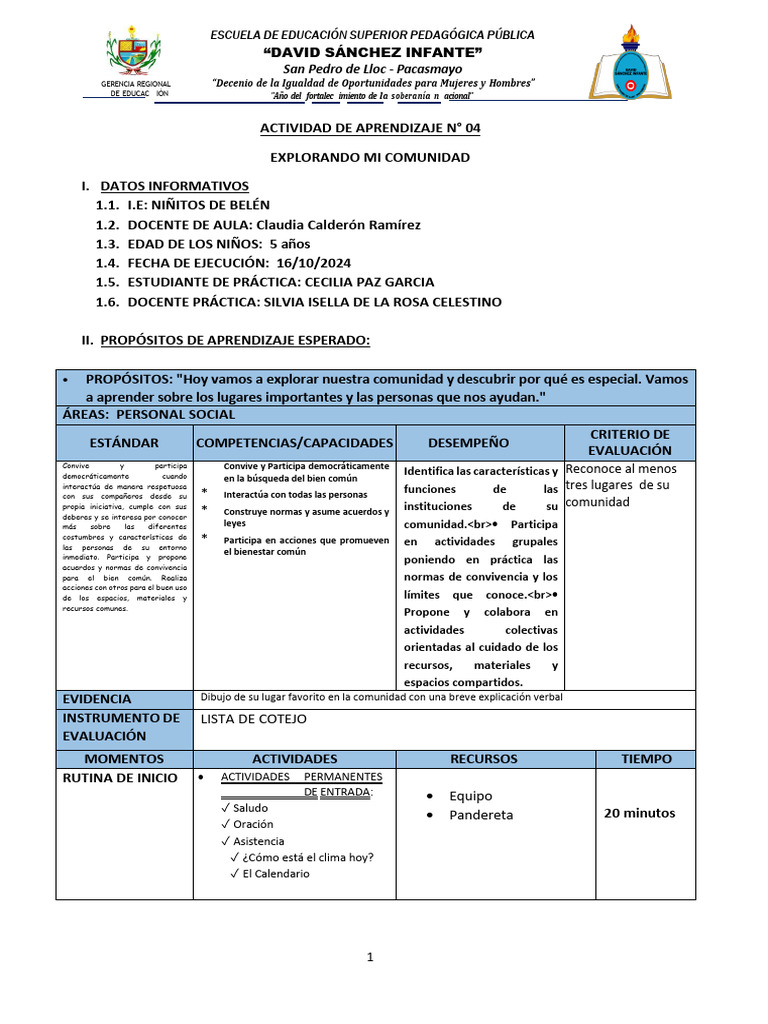 Explorando Nuestra Comunidad | PDF | Aprendizaje | Escuelas