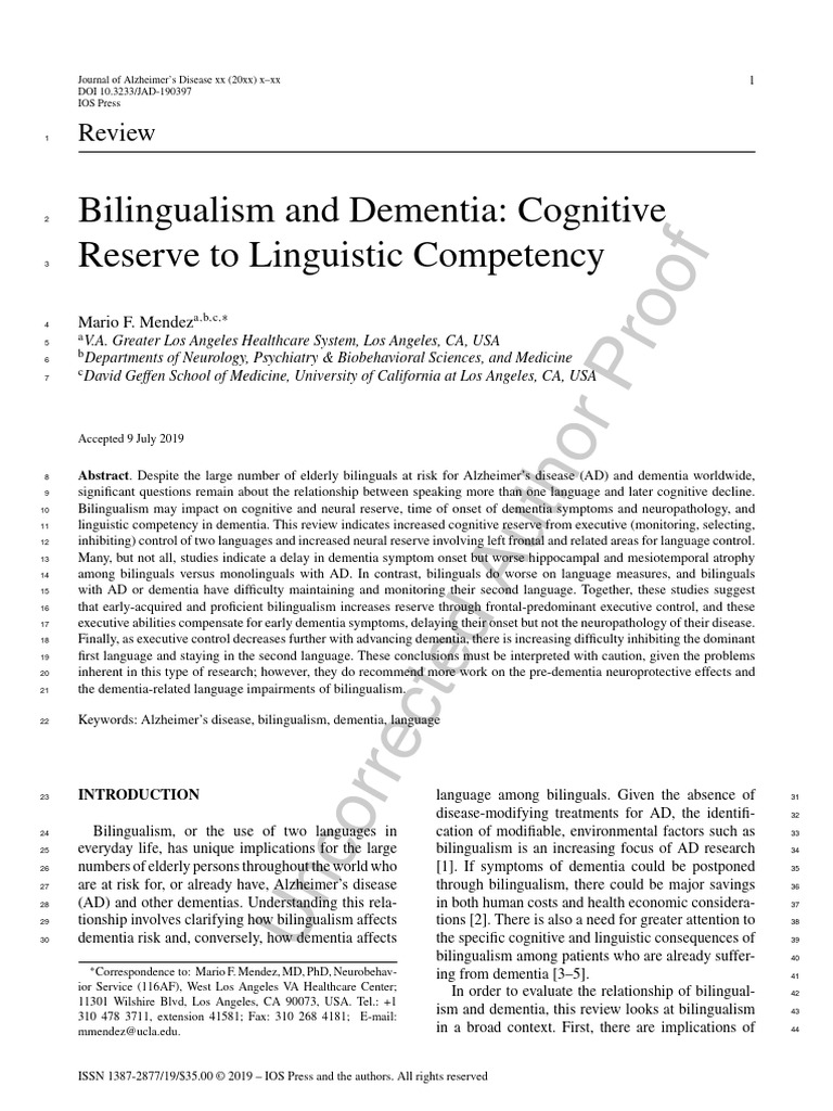 Bilingualism and Dementi Cognitive | PDF | Frontal Lobe | Dementia