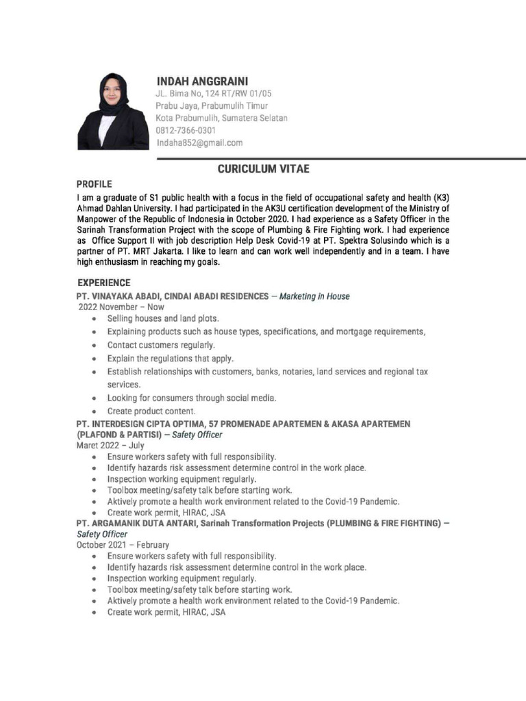 CV - Indah Anggraini | PDF