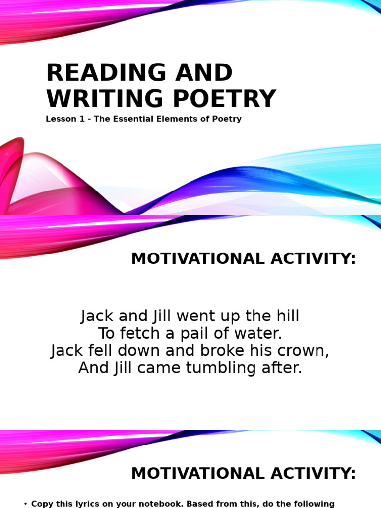 CW q1 Lesson 4 Reading and Writng Poetry | PDF | Poetry | Rhyme