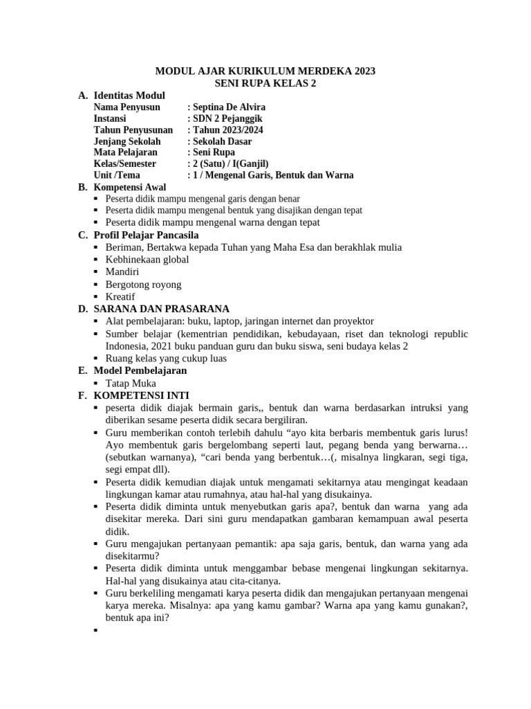 Modul Ajar SBK | PDF | Karier & Perkembangan | Seni