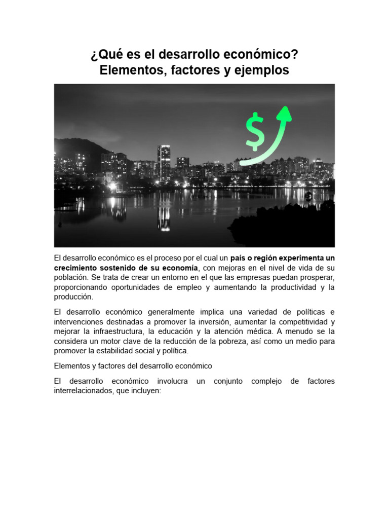 Desarrollo Económico: Factores y Ejemplos | PDF | Desarrollo economico ...