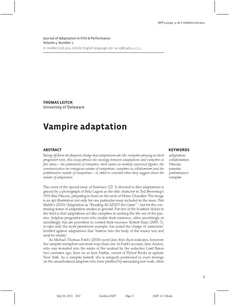 Vampires and Adaptation Metaphors | PDF | Vampires | Mina Harker