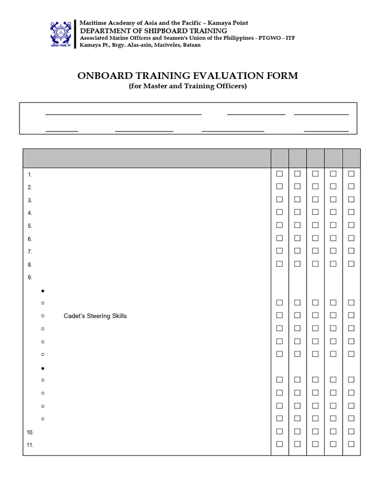 2. Shipboard training evaluation (officers) | PDF | Shipping