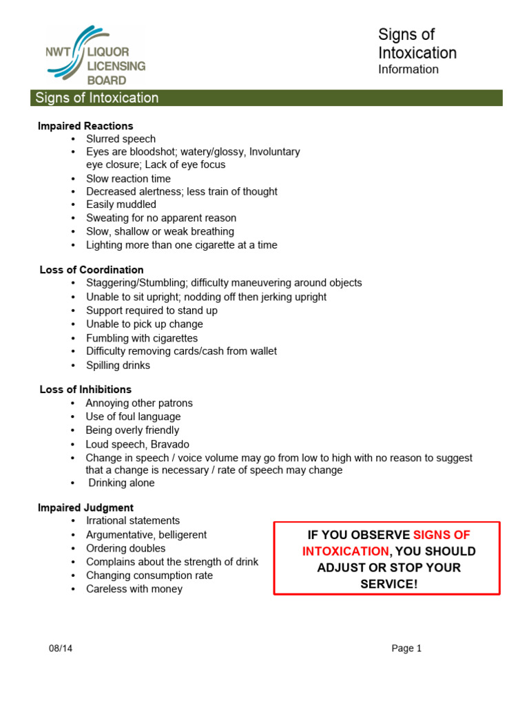 Signs of Intoxication v2 | PDF