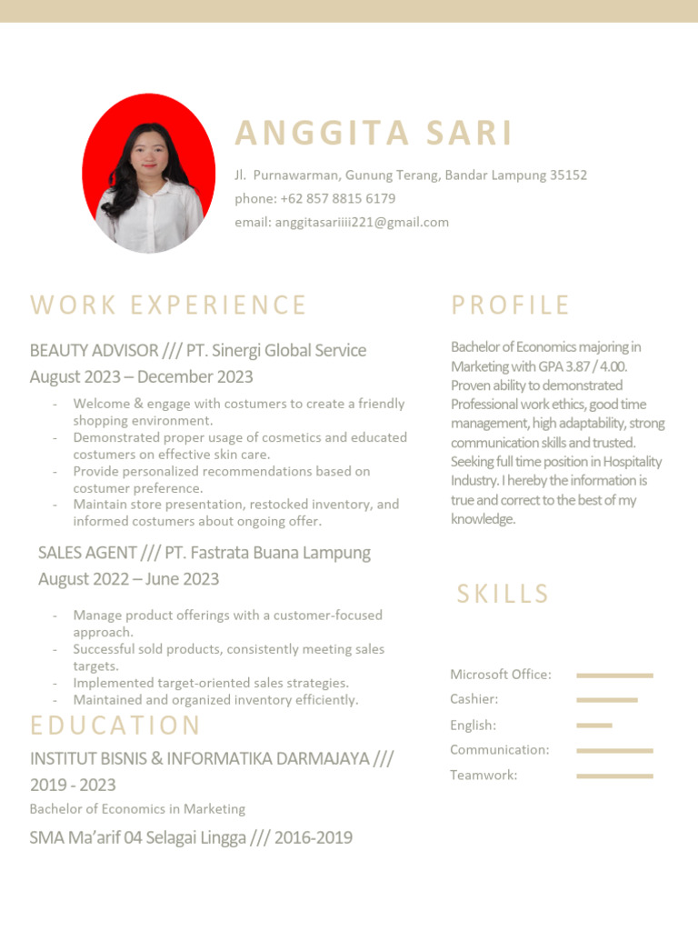CV Anggita Sari | PDF