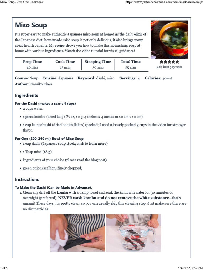 Miso Soup - Just One Cookbook | PDF | Cuisine | Foods