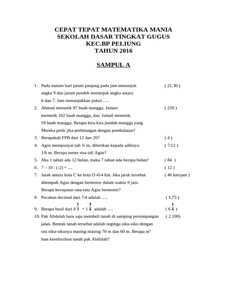 LCT MTK Gugus C | PDF | Metode & Bahan Ajar