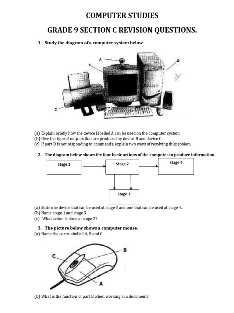 GRADE 9 Computer Studies Section C Revision Questions 2014 - 2022 | PDF ...