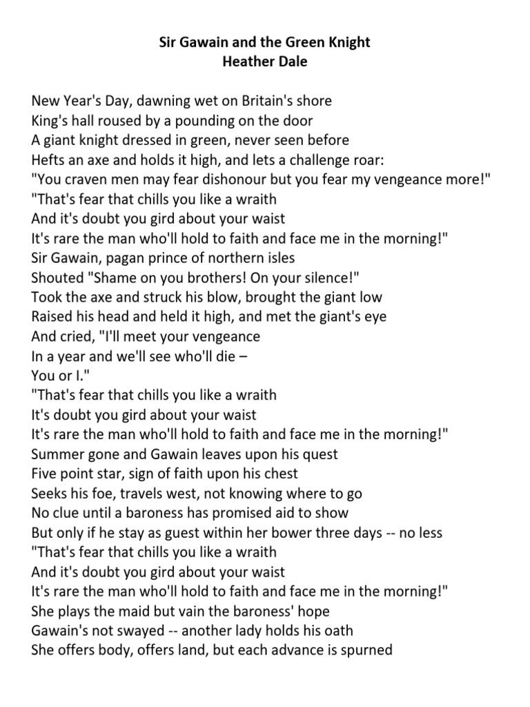 Sir Gawain and The Green Knight Lyrics | PDF