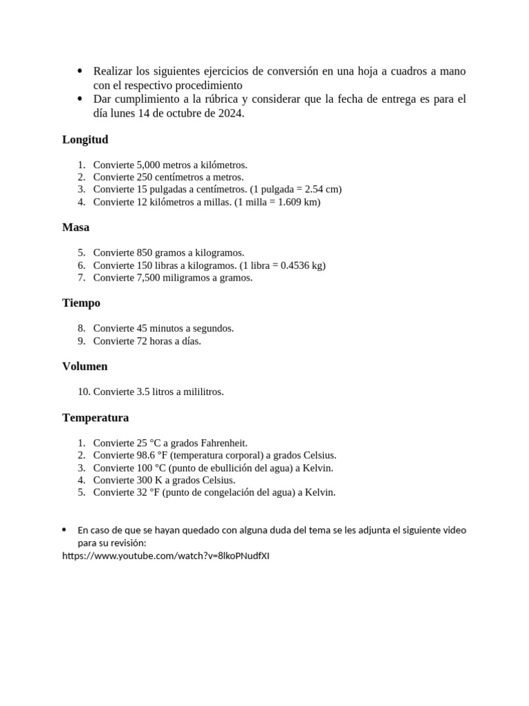 Tarea Factor de Conversión | PDF | Hogar y jardín