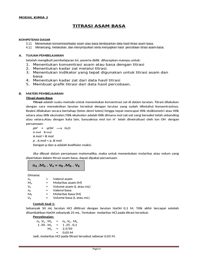 Modul Materi 2 Titrasi Asam Dan Basa | PDF