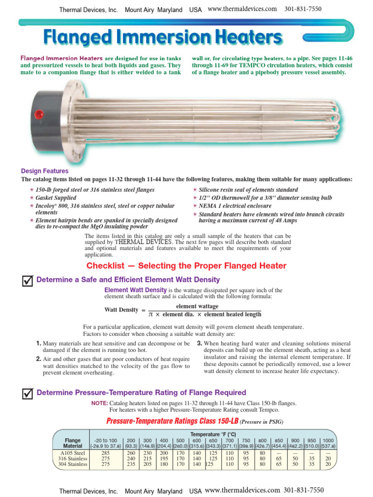 Tempco Immersion Heaters | PDF | Electrical Connector | Electric Heating