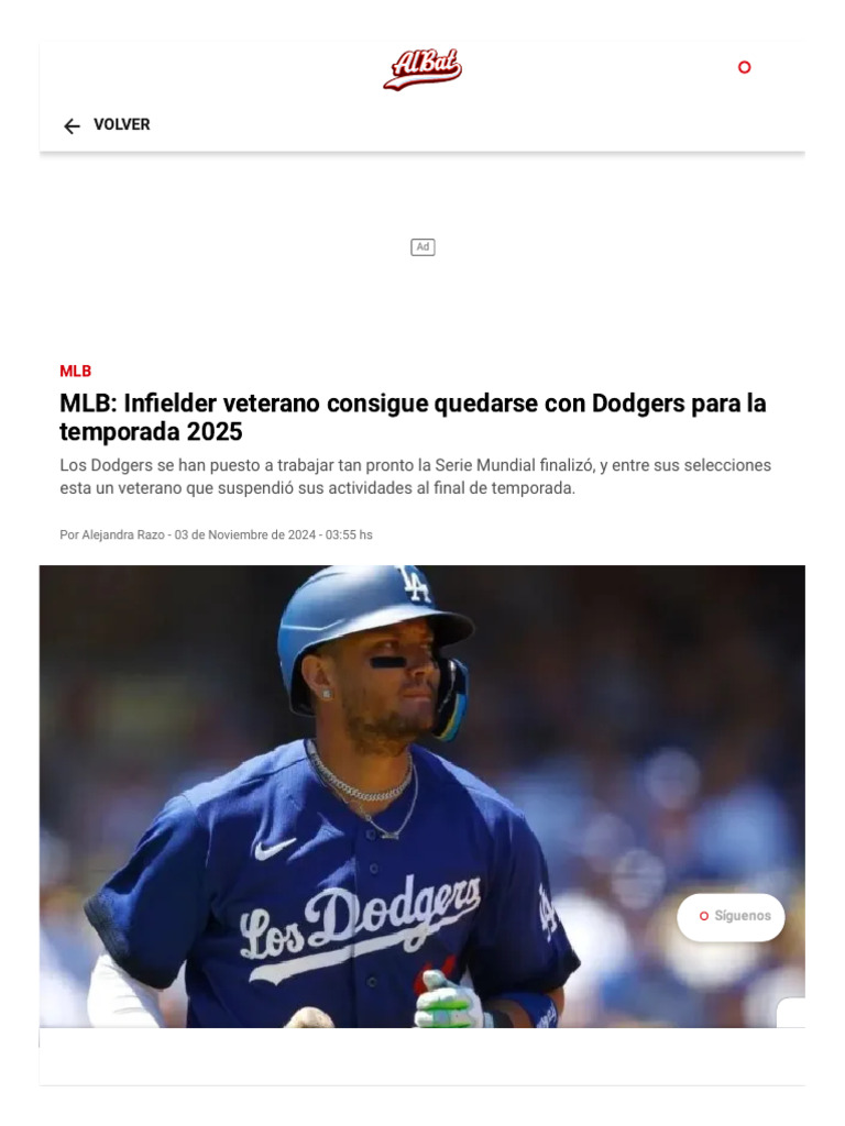 MLB - Infielder Veterano Consigue Quedarse Con Dodgers para La Temporada 2025 | PDF | Liga Mayor ...