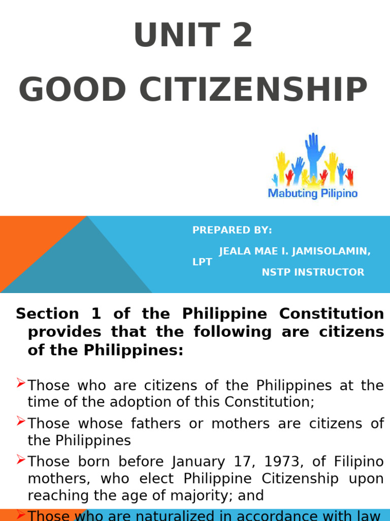 Good Citizenship | PDF | Citizenship | Philippines