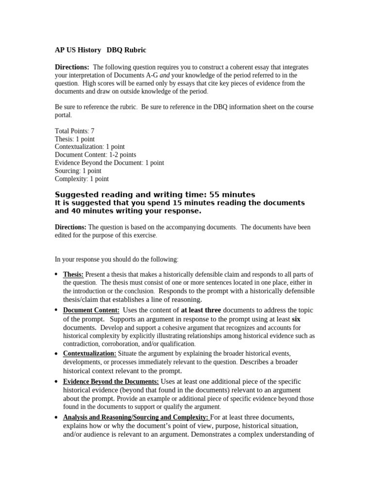 DBQ Sample | PDF | Thesis | Essays