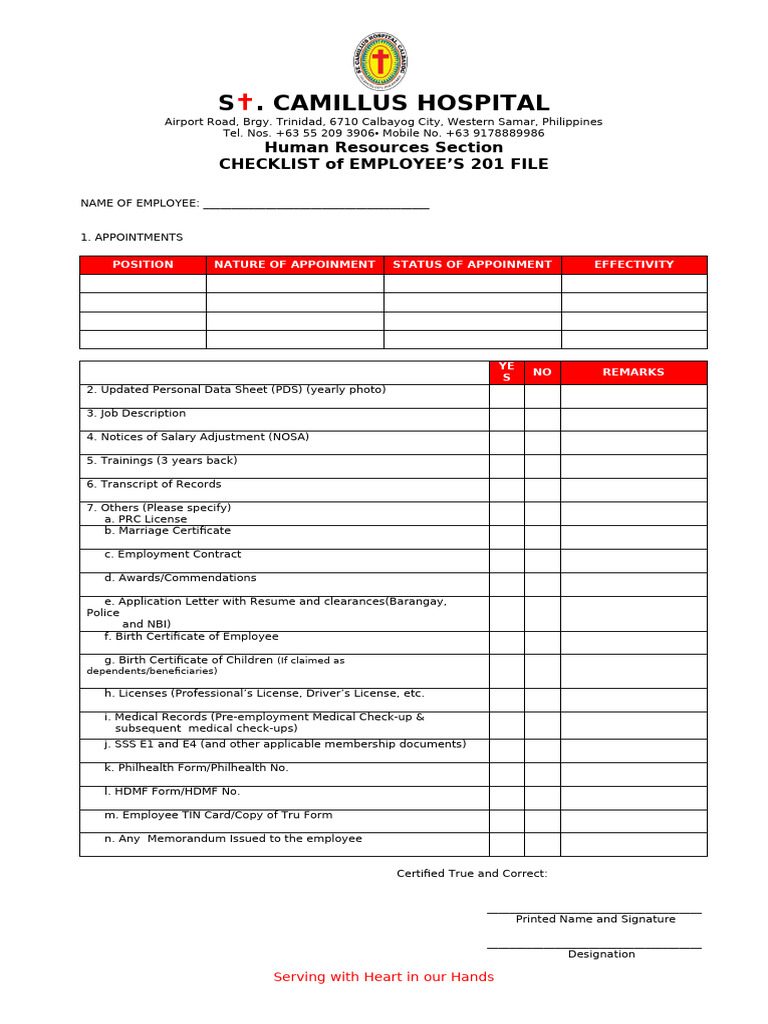 Checklist of Employees 201 File 2 | PDF