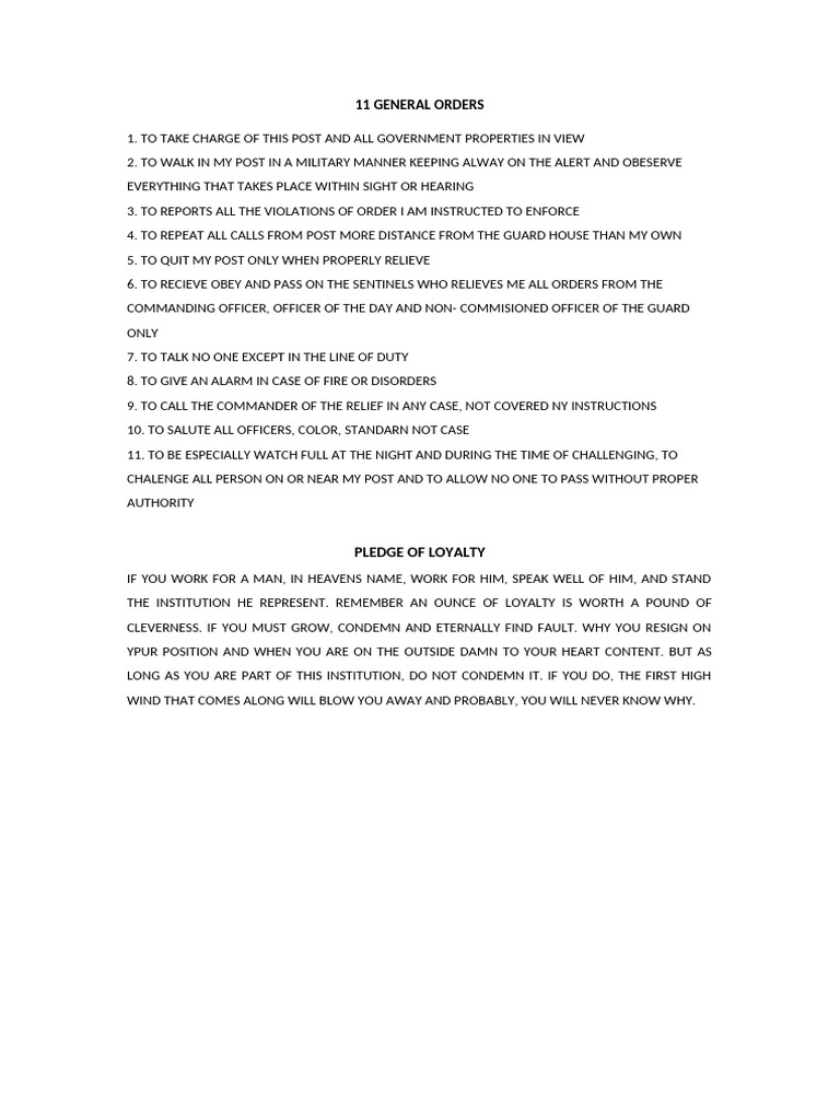 11 General Orders | PDF
