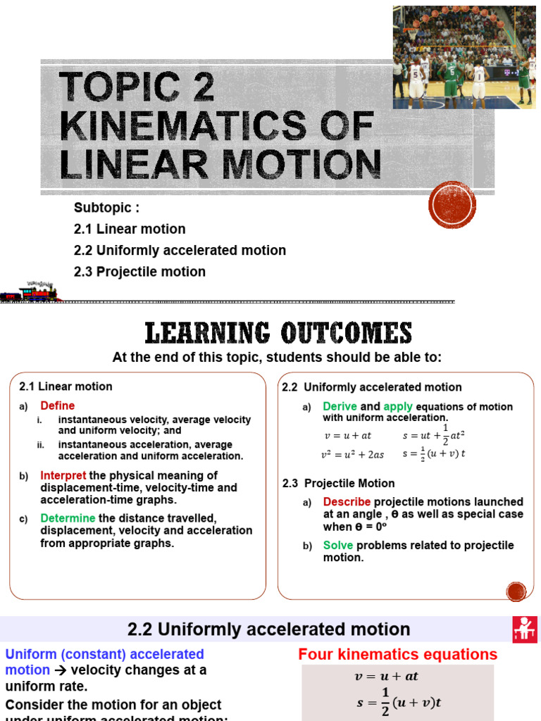 Subtopic: 2.1 Linear Motion 2.2 Uniformly Accelerated Motion 2.3 ...