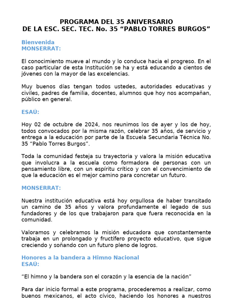 Programa Aniversario | PDF | Ciencias sociales | Bienestar