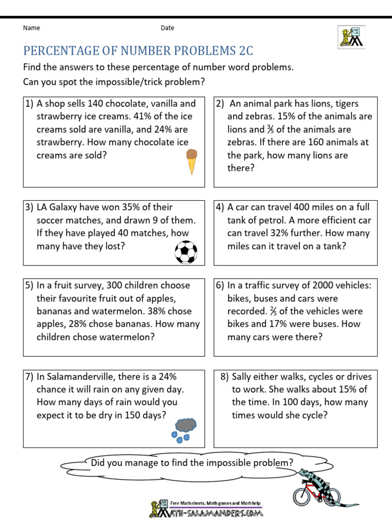 Percentage of Number Problems 2c | PDF | Car