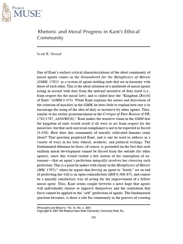 Rhetoric and Moral Progress in Kant's Ethical Community | PDF ...