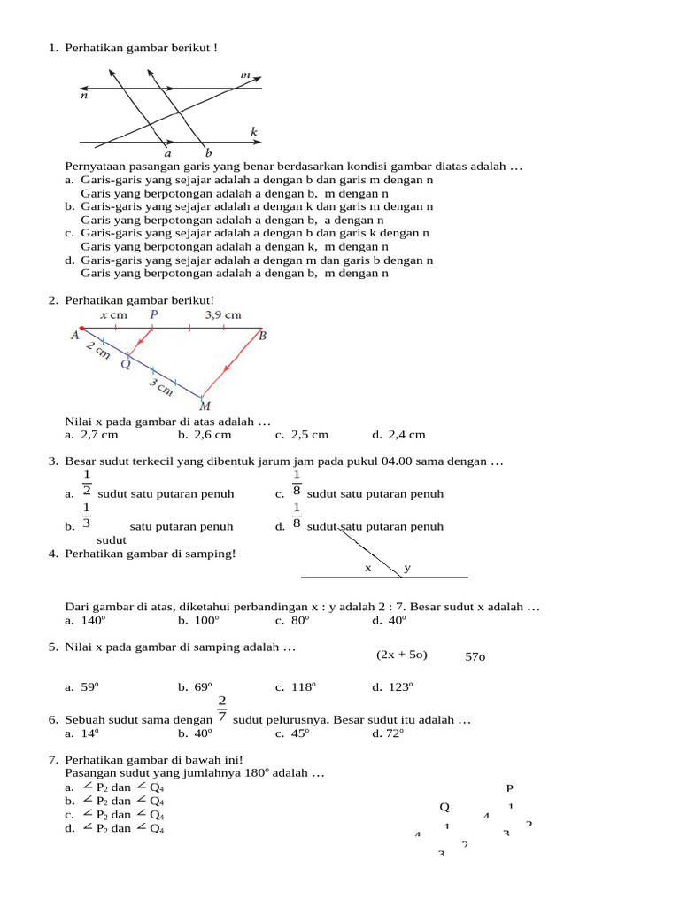 Soal Ulangan Matematika Kelas VII | PDF