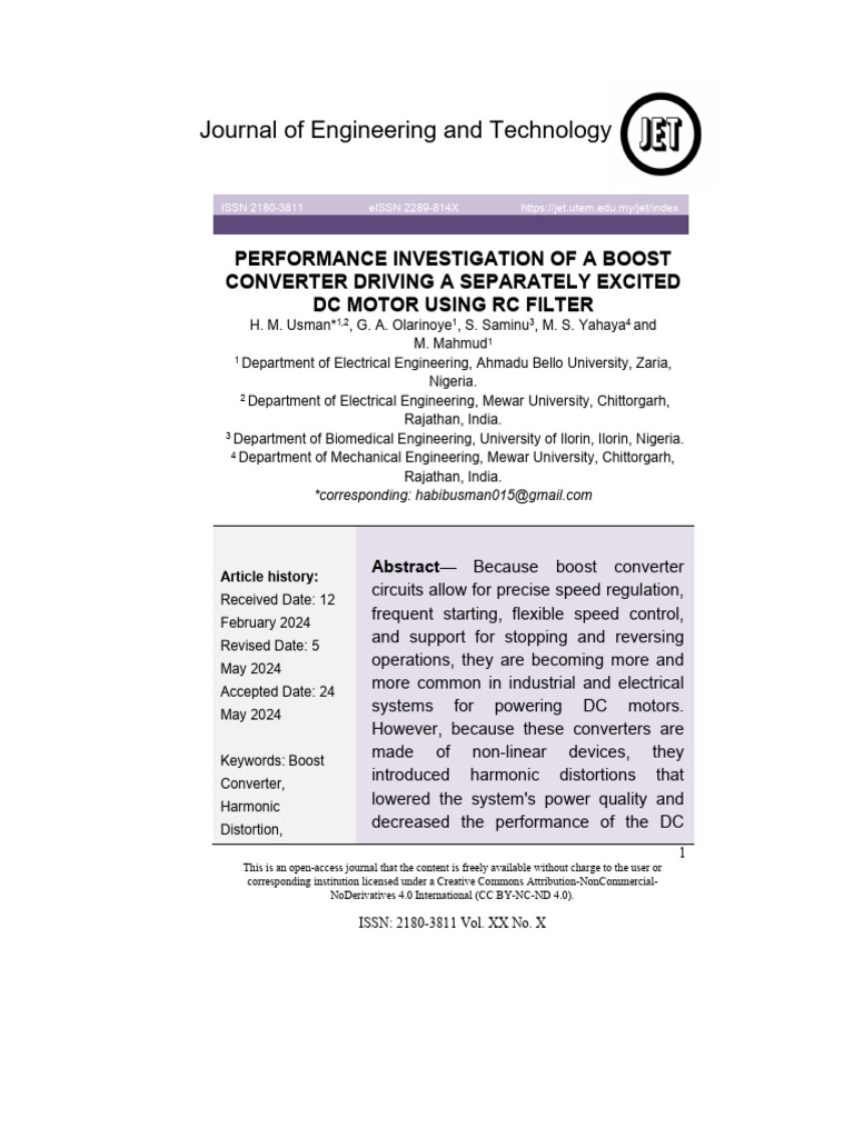 performance improvement of a boost converter driven DC motor | PDF | Electric Power | Computer ...