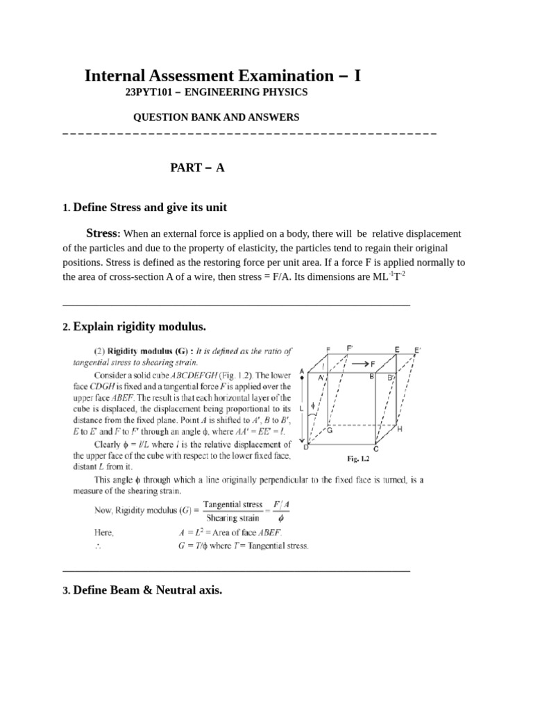 Physics Internal 1 | PDF | Deformation (Engineering) | Yield (Engineering)