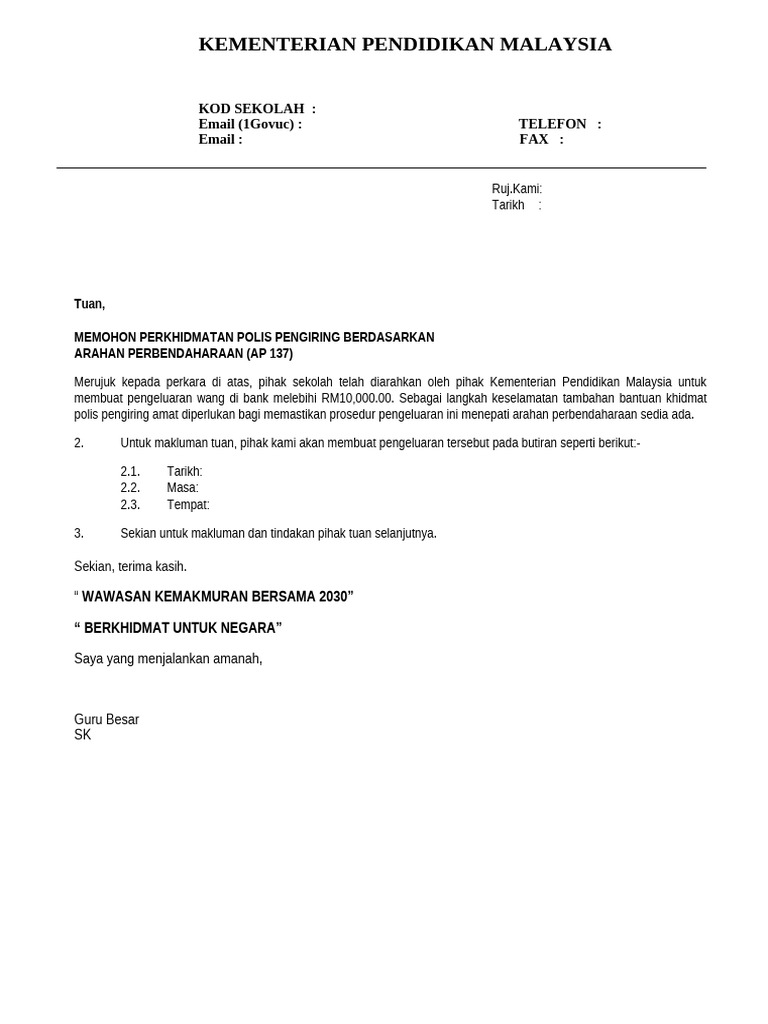 Surat Eskot Polis | PDF